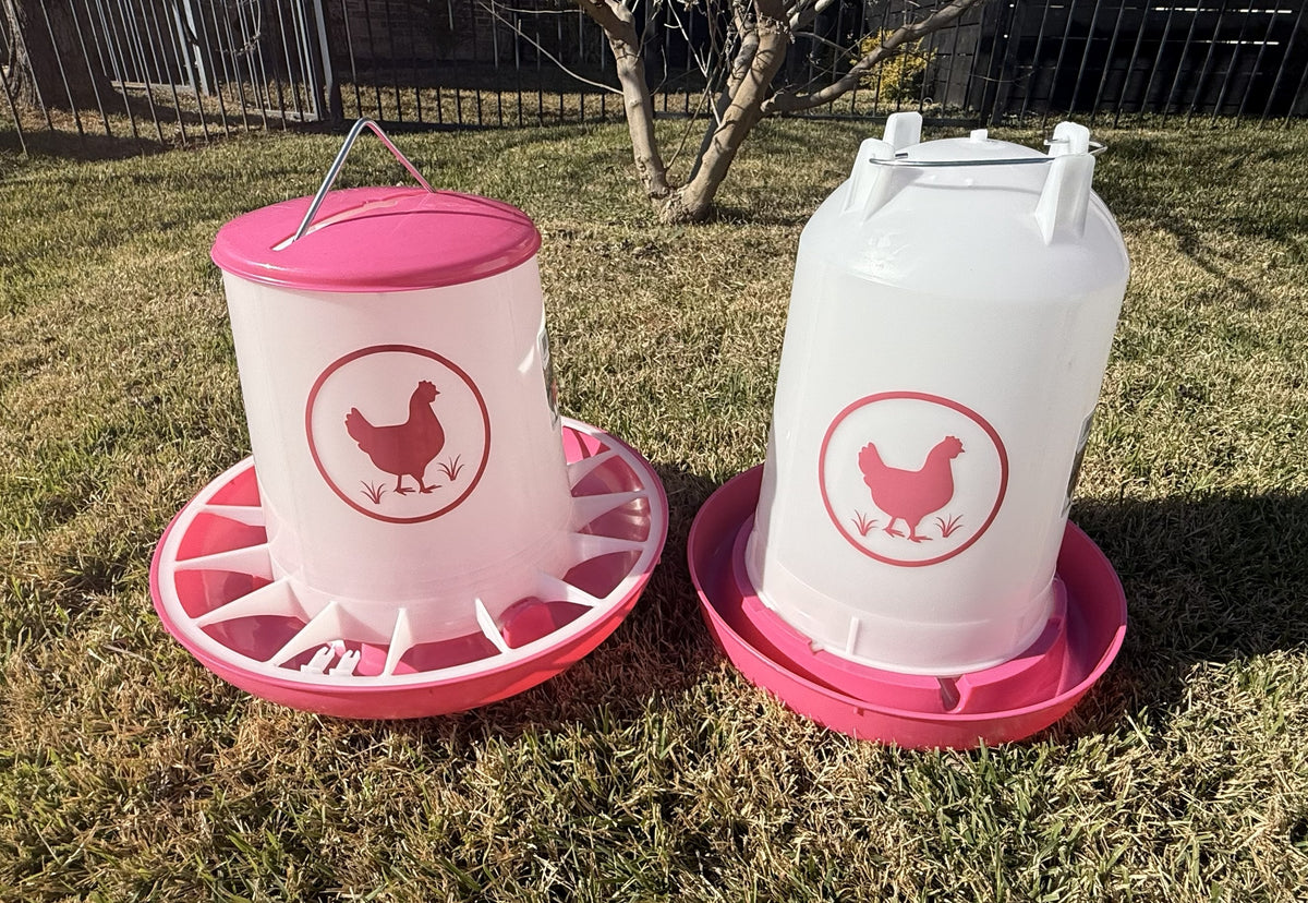 Zylina Chicken Waterer 3.7 Gallon and Feeder 26 lbs Combo in Fuchsia